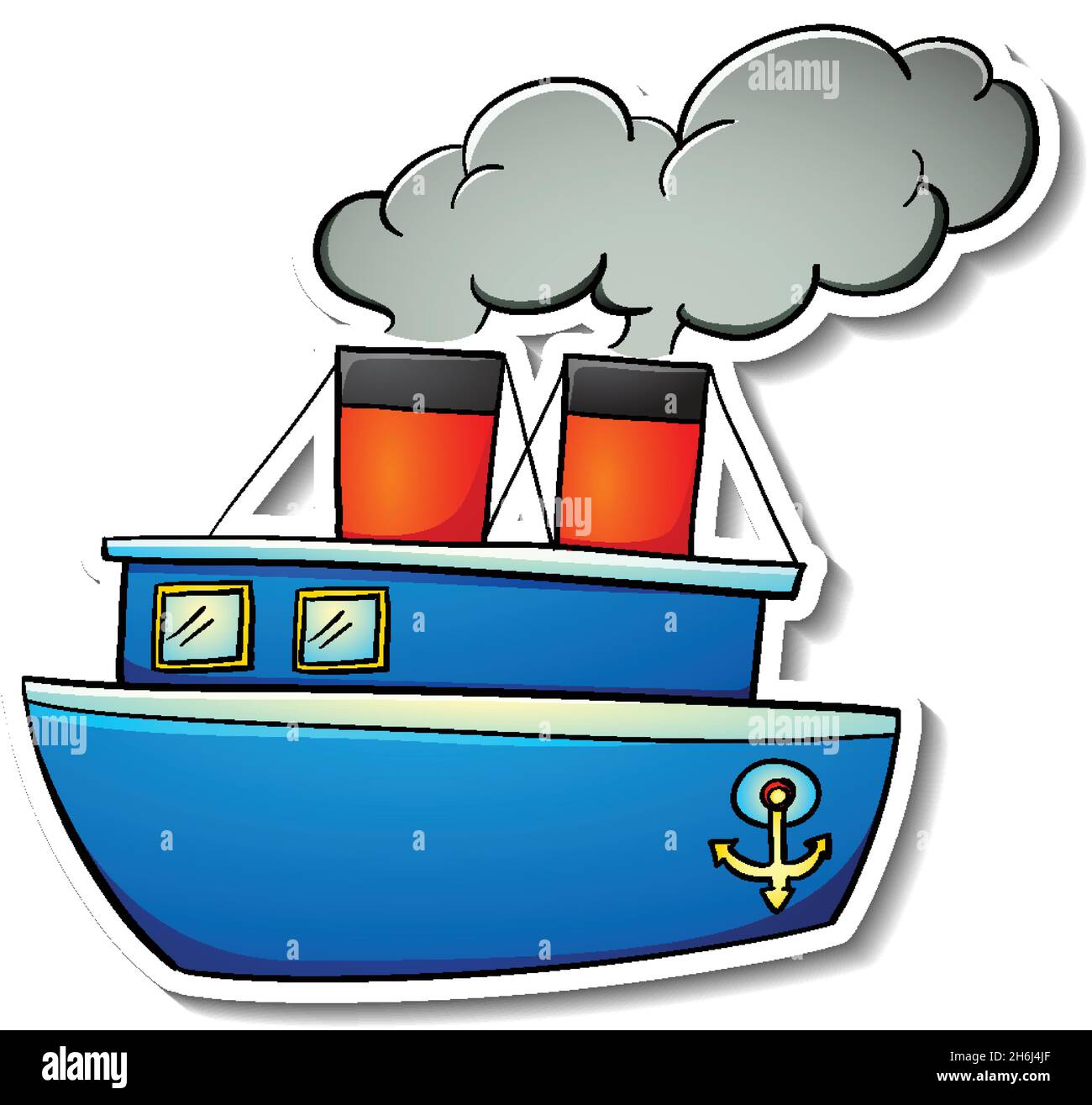 Ship toy cartoon sticker on white background illustration Stock Vector ...