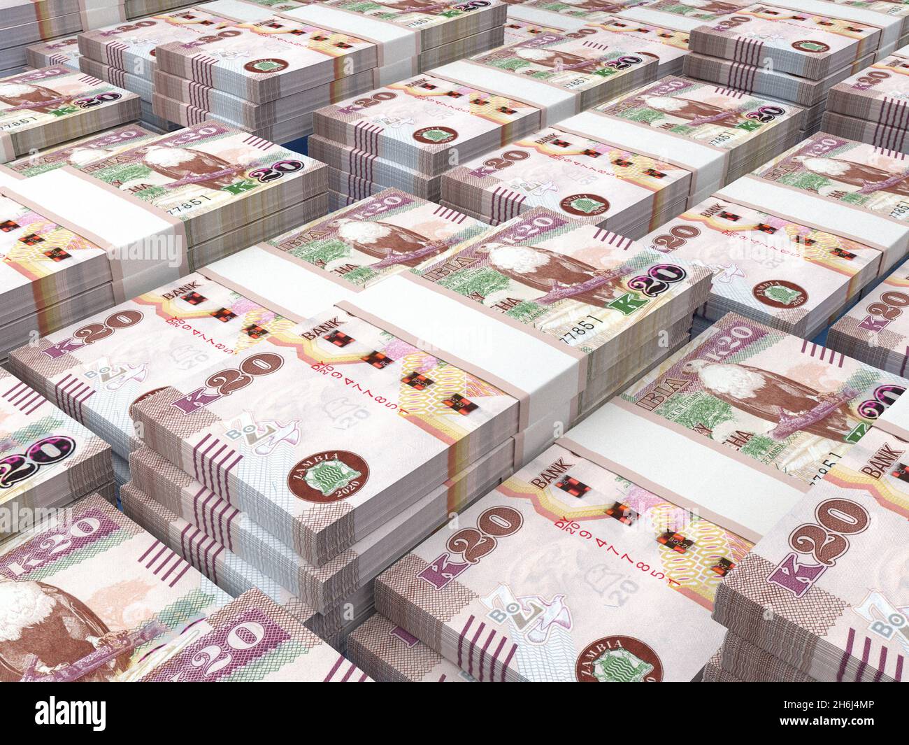 Money of Zambia. Kwacha bills. ZMW banknotes. 20 Bemba. Business ...