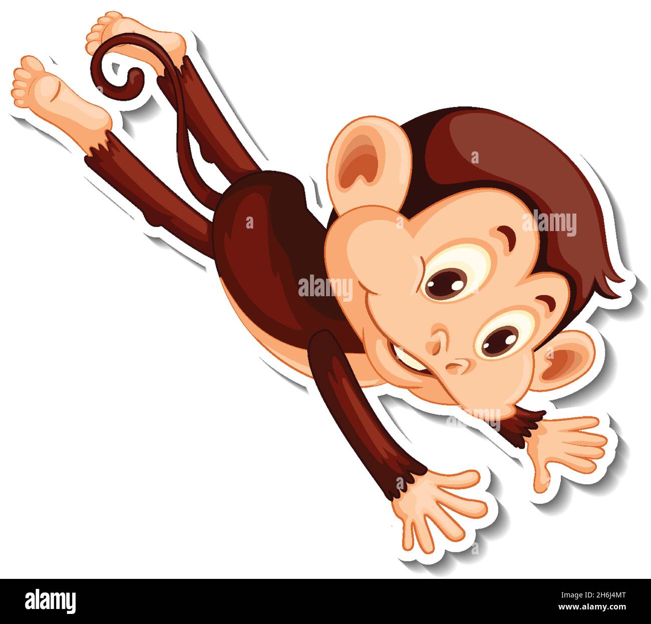 Flying monkey cartoon character sticker illustration Stock Vector Image ...