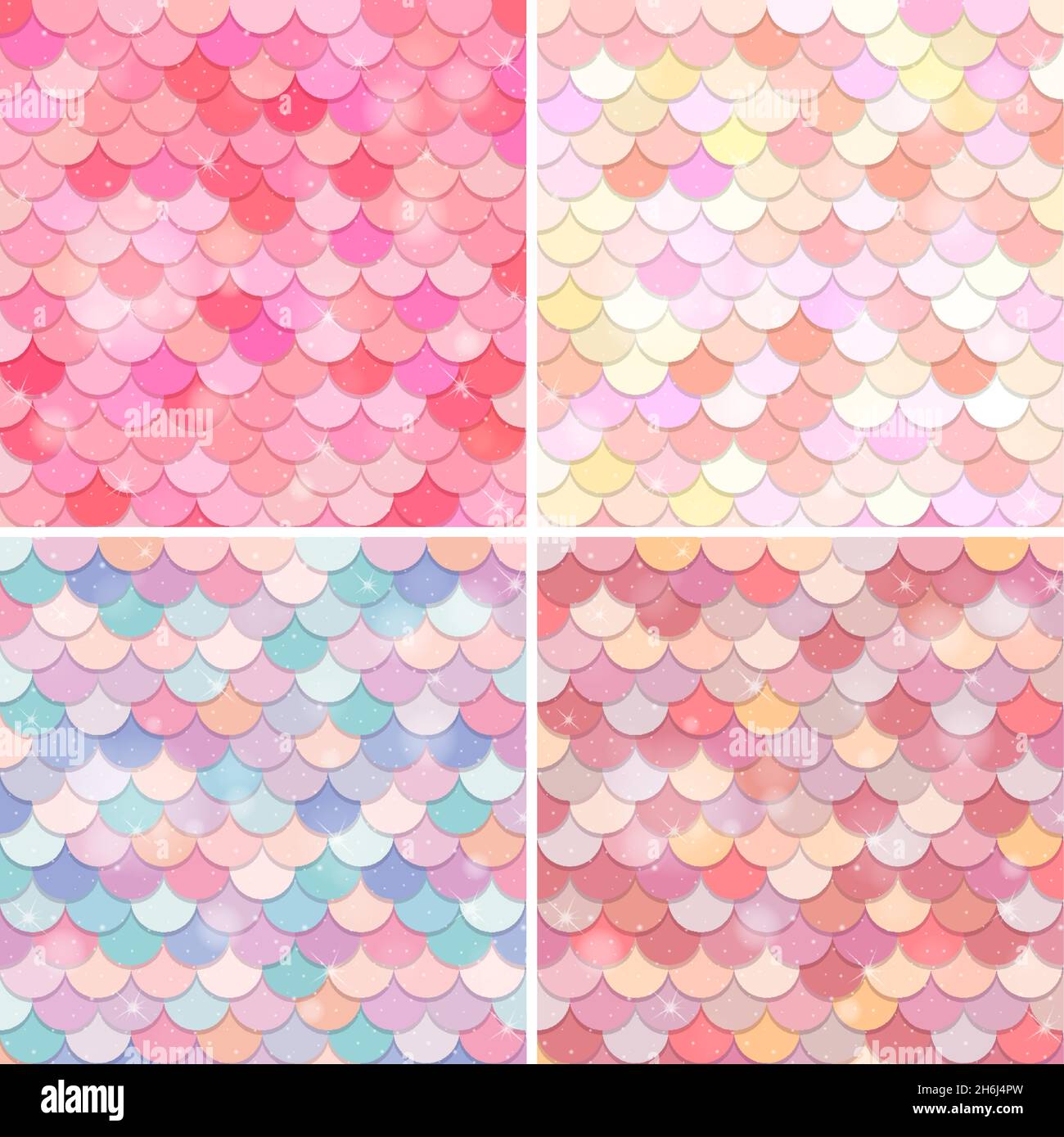 Set of fish scale seamless pattern background illustration Stock Vector ...
