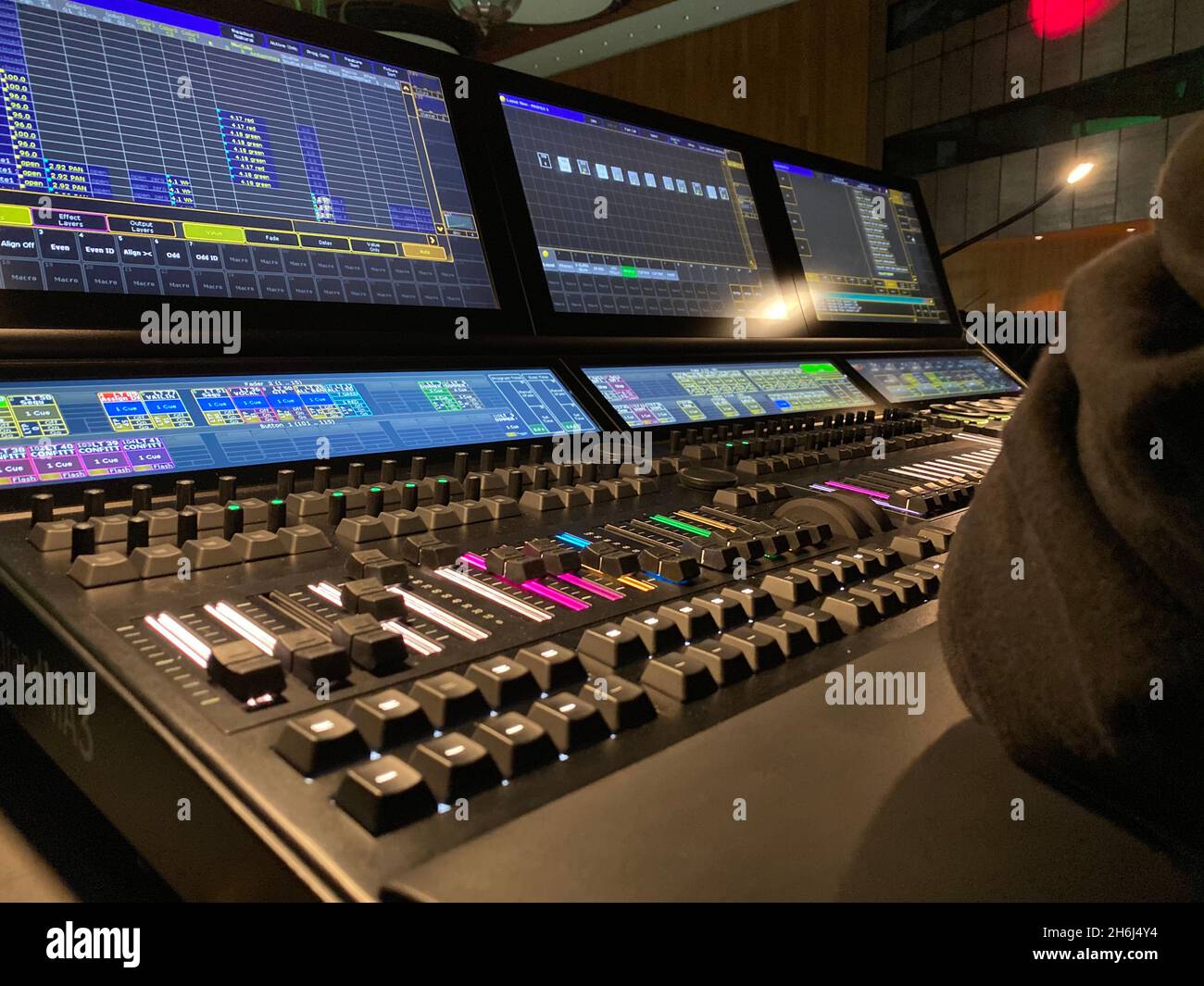 Working sound panel on background of the concert stage Stock Photo - Alamy