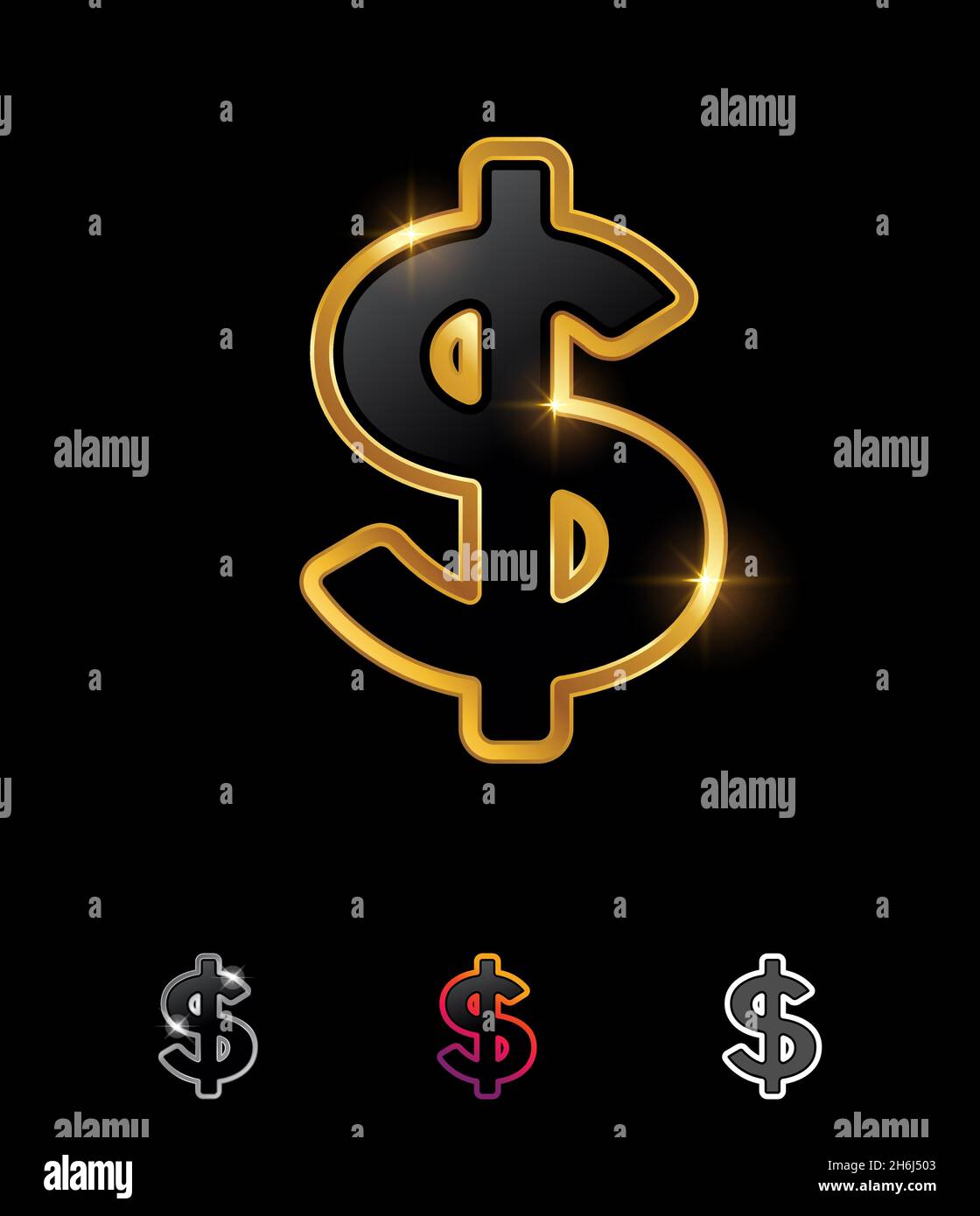 A vector Illustration set of Golden Dollar Vector Sign Stock Vector ...