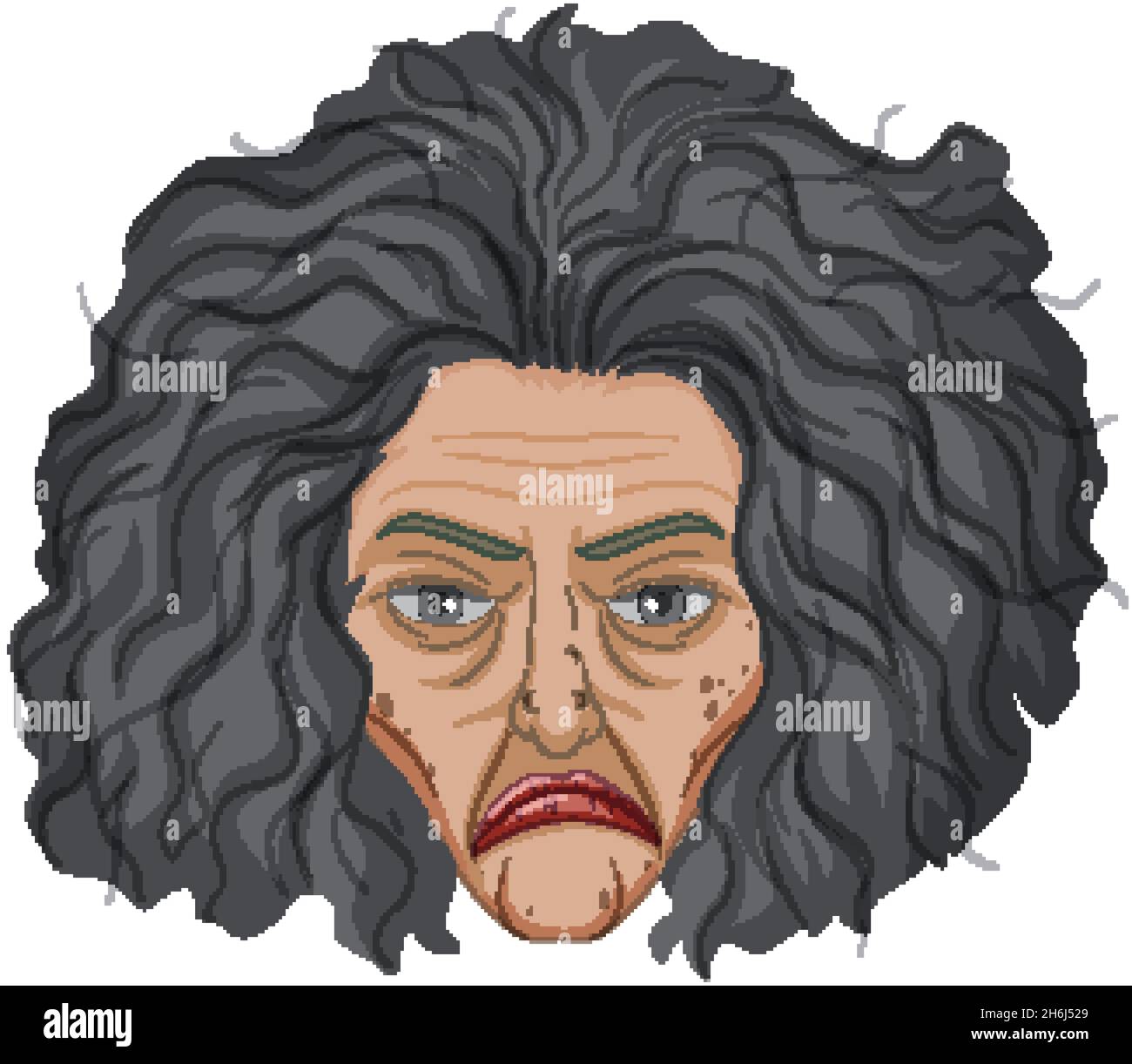 Wicked old witch face on white background illustration Stock Vector ...