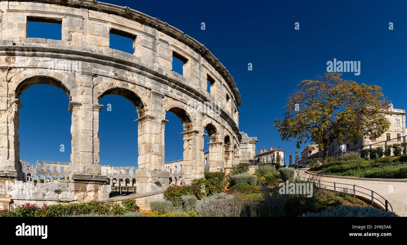 Pula, Croatia - 27 October, 2021: view of the Pula amphitheater in ...