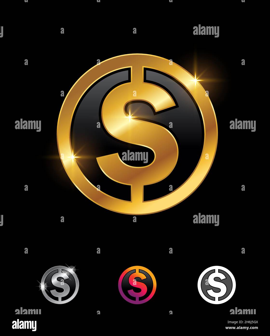 A vector illustration set of Golden Dollar Vector Sign Stock Vector ...