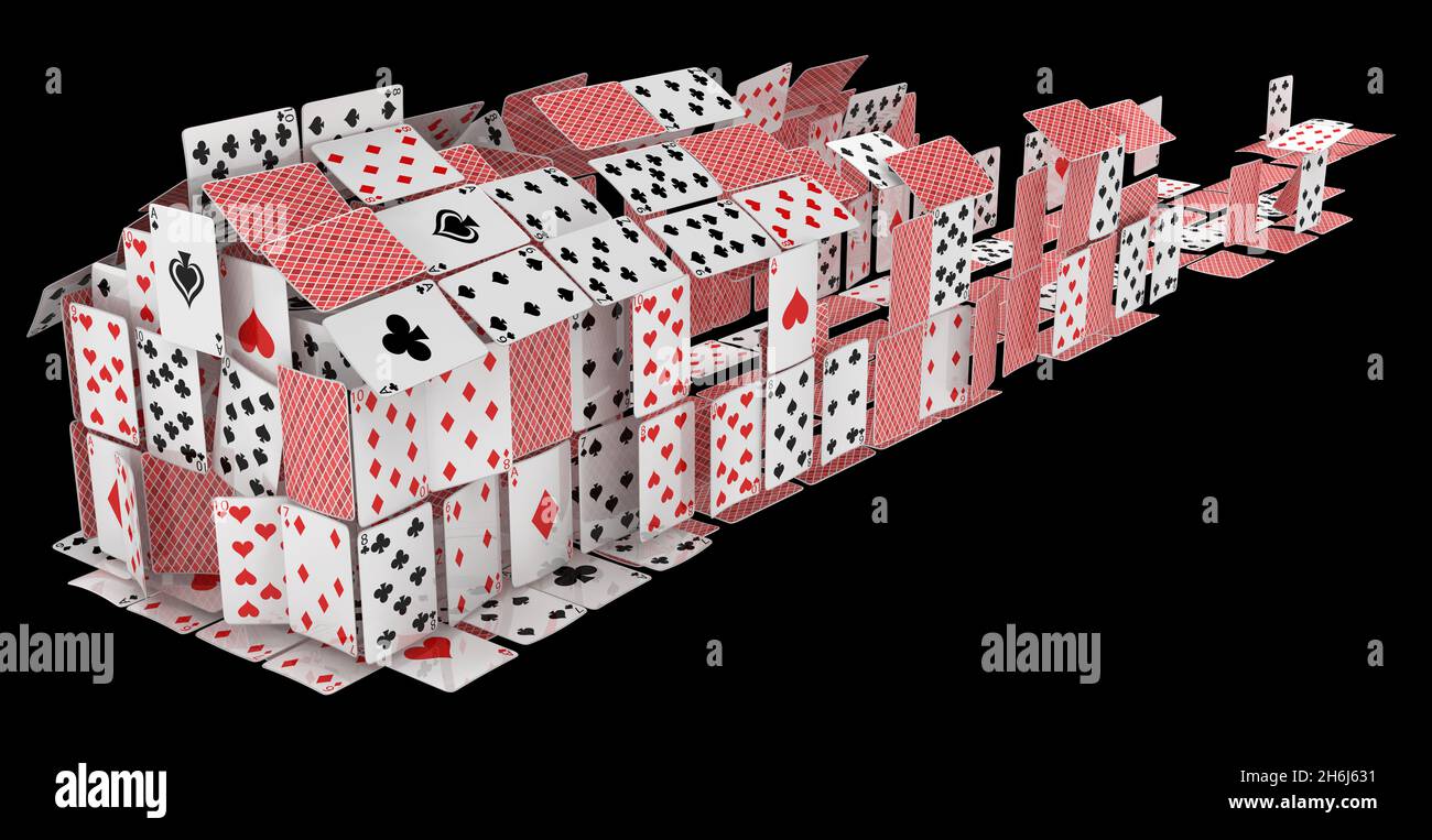 Cards house game gambling abstract long construction build, 3d ...