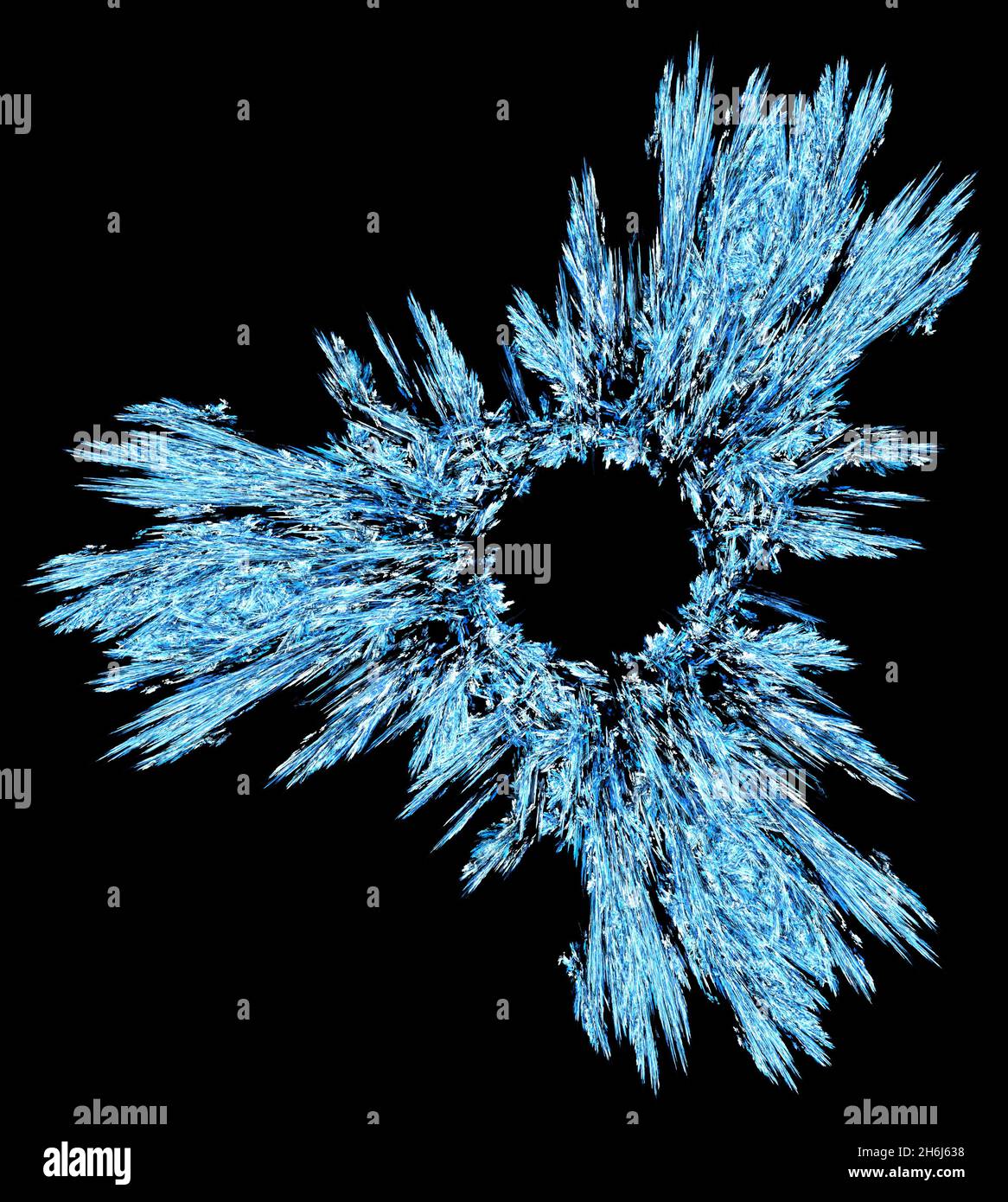 Ice shard ring exploding crystals shape abstract, vertical, isolated ...