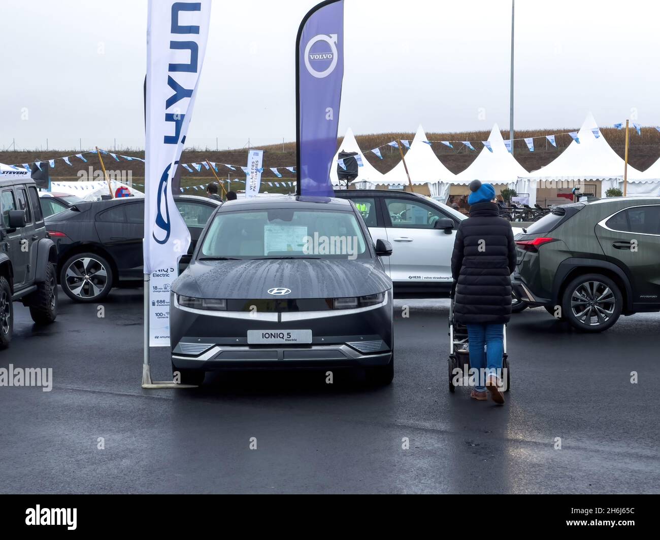 Multiple electric cars presentation Hyundai Ioniq 5, Mini Stock Photo ...