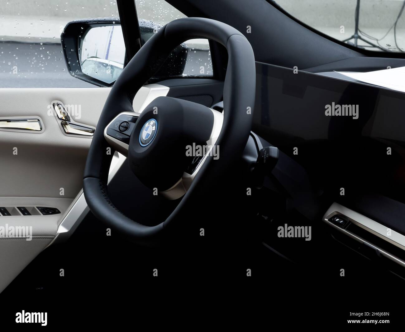 Interior of the new BMW iX xdrive40 326 hp 100 percent electric SUV car ...