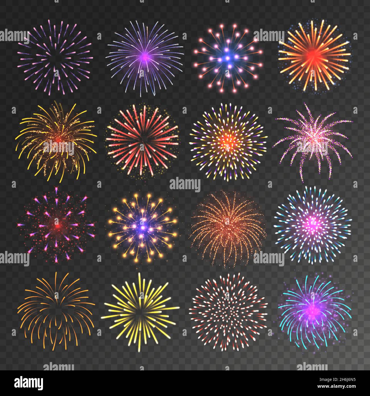 Colorful festive fireworks collection. Realistic firework, sparkling ...