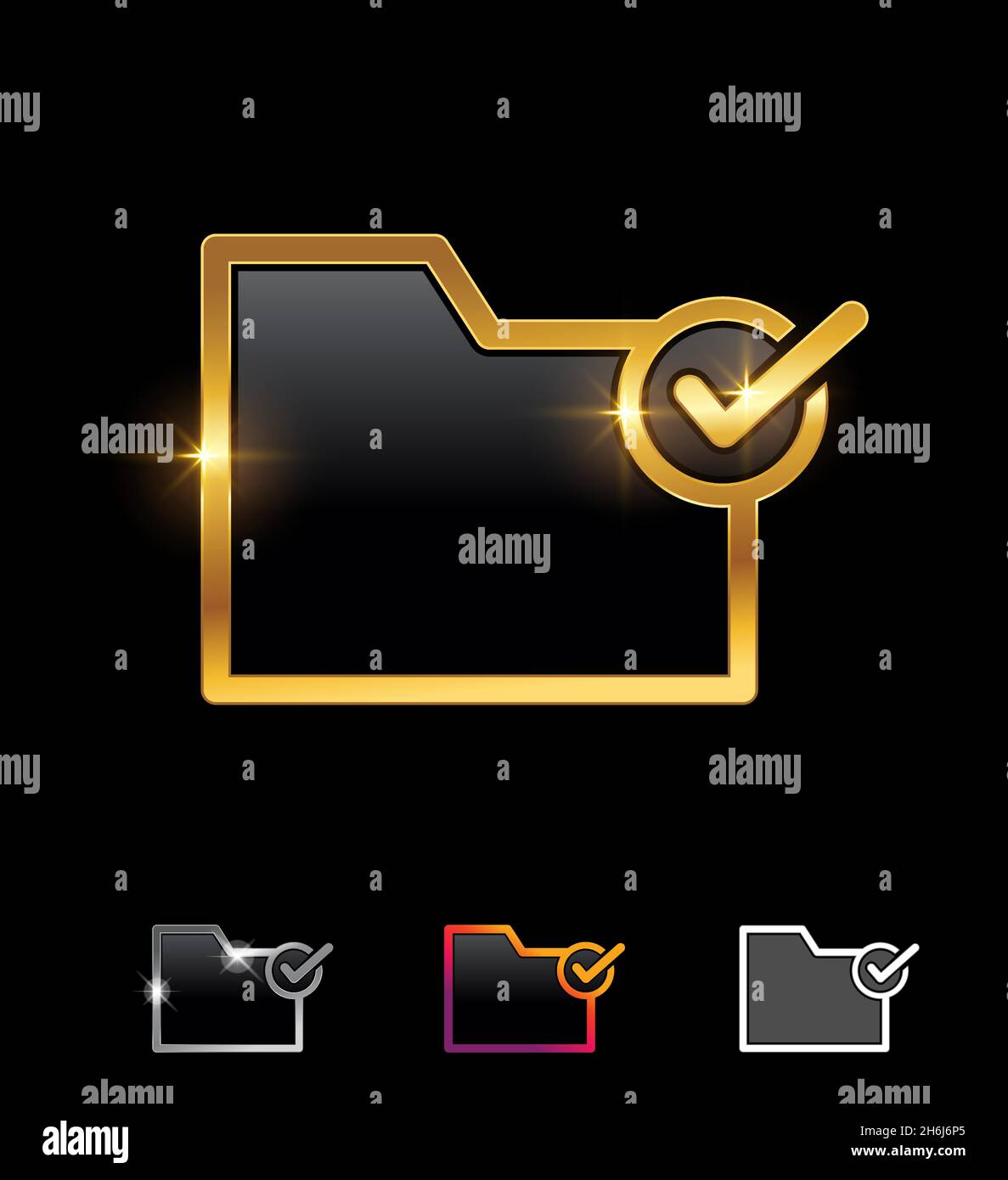 A vector illustration set of Golden Verified Folder Sign Stock Vector ...
