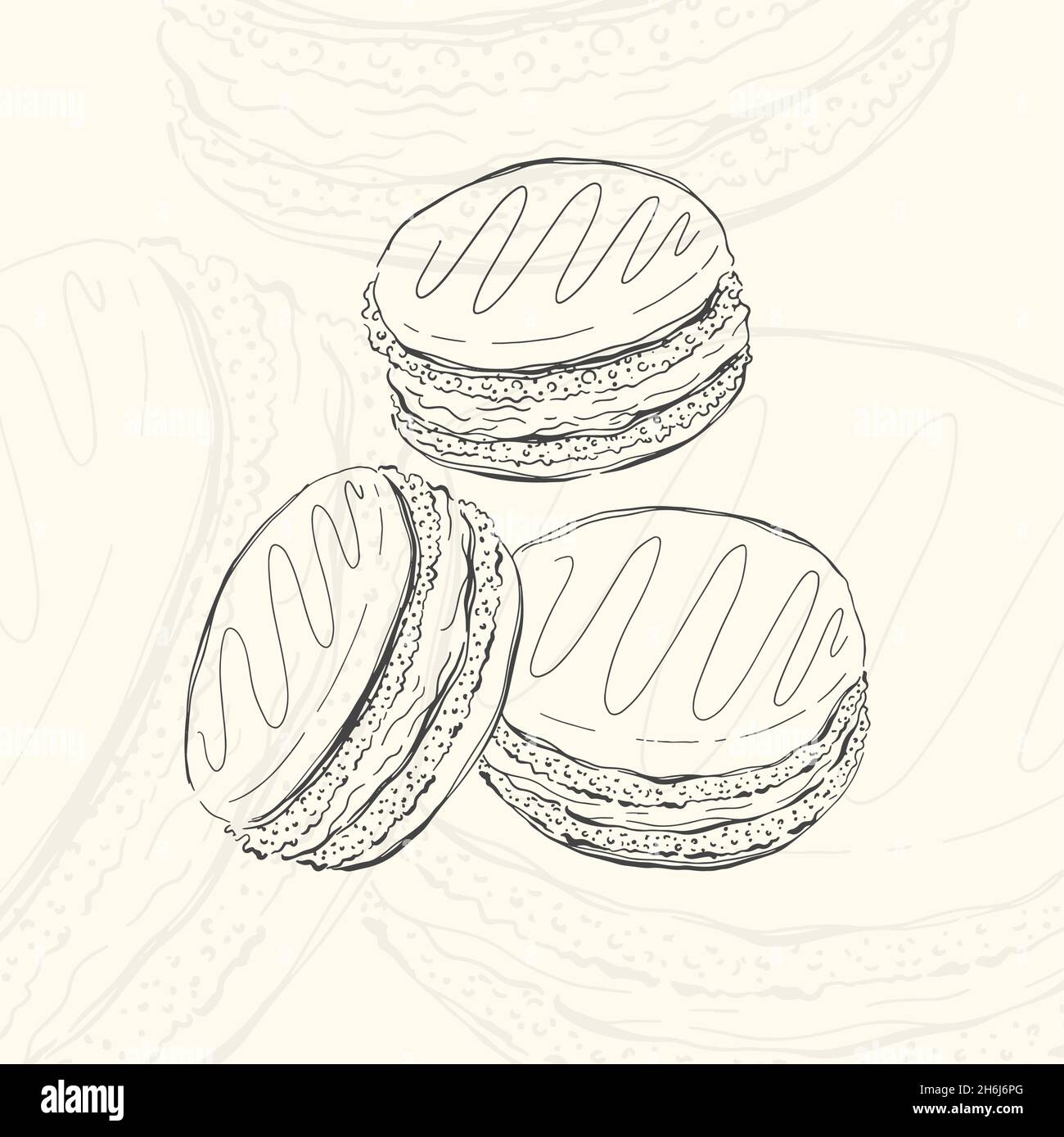 Illustration macarons sketch food.Hand drawn element design menu ...