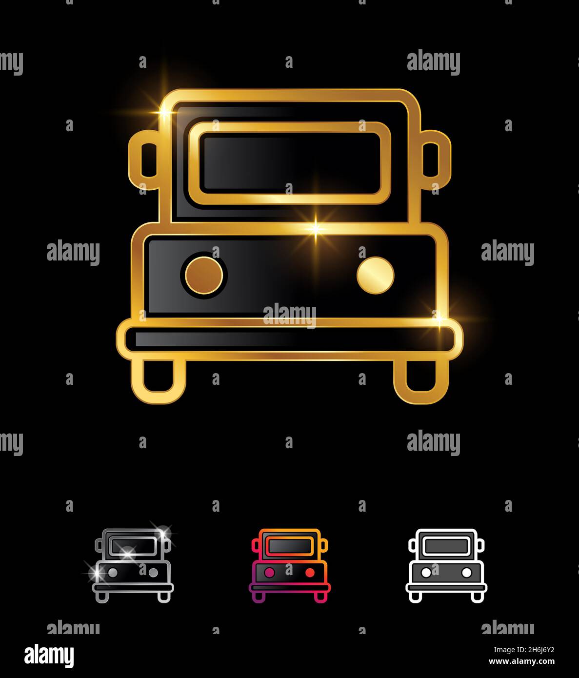 A vector Illustration set of Golden Outline Car Logo Sign Stock Vector ...