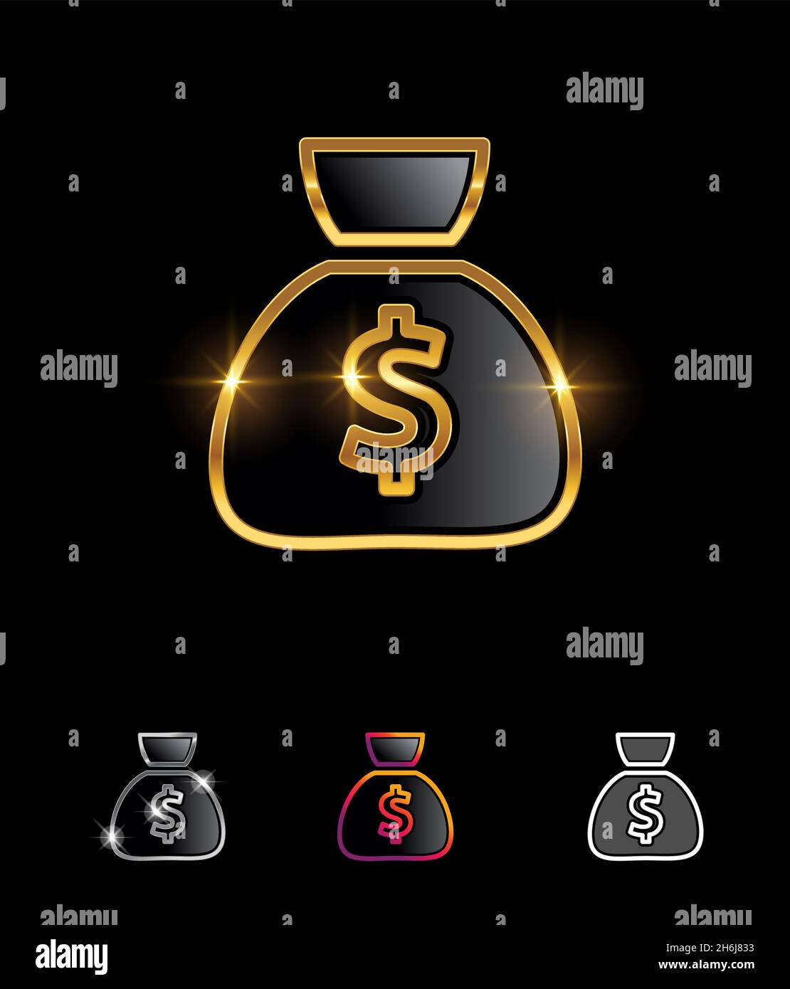 A vector illustration set of Golden Dollar Sign Vector Sign Stock ...