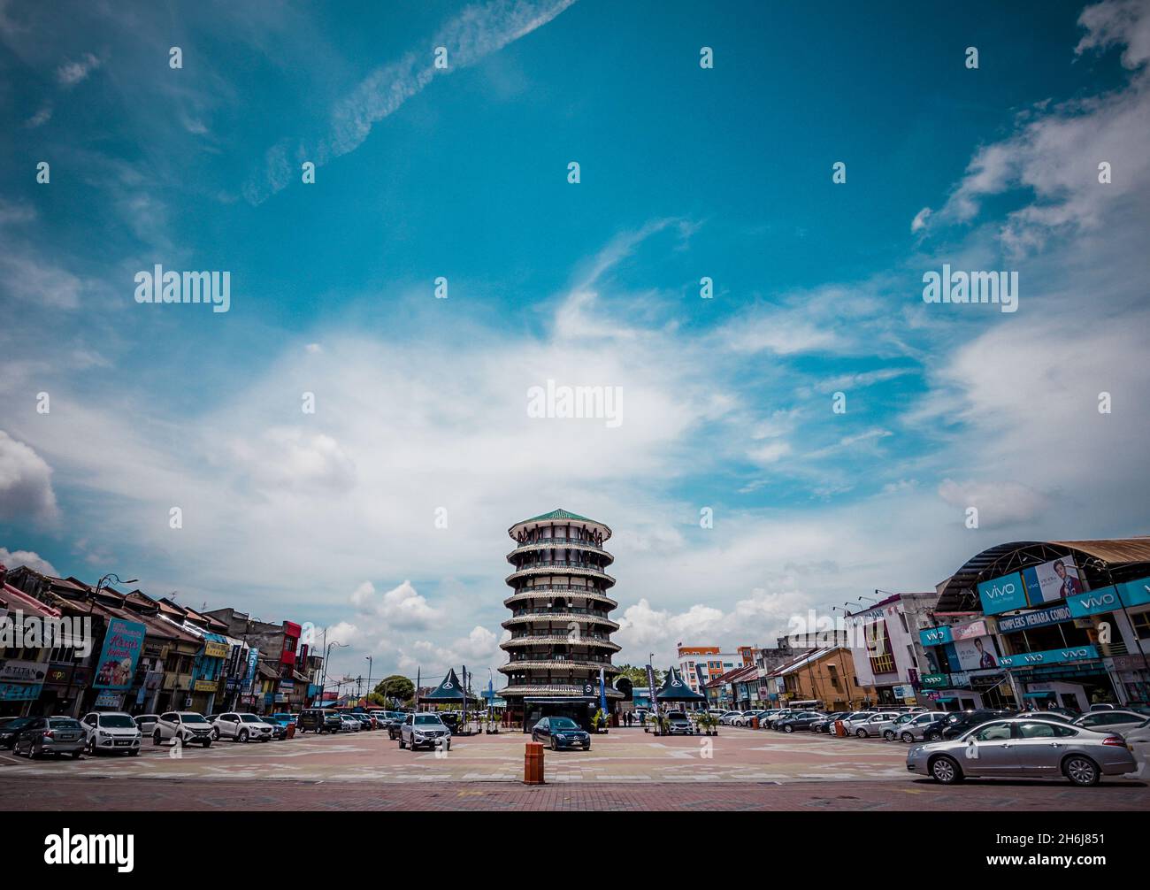 Beautiful view of the Leaning Tower Of Teluk Intan Stock Photo - Alamy