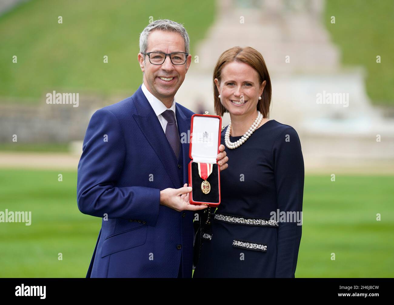 Professor Sir Menelas Pangalos from Hinxton, Dr Kelly Pangalos, after ...