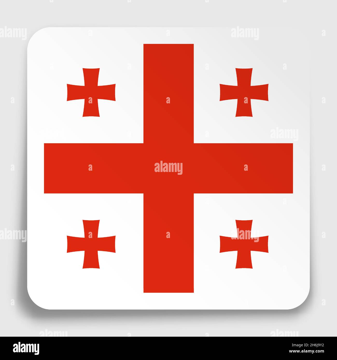 Georgia flag icon on paper square sticker with shadow. Button for ...