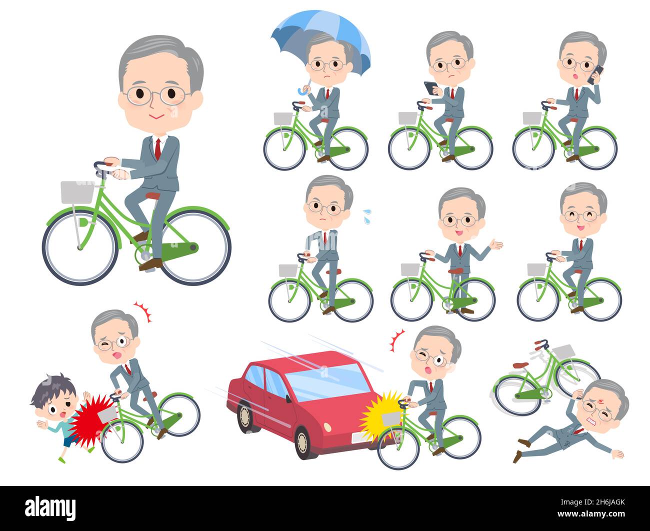 A set of business old man riding a city cycle.It's vector art so easy ...