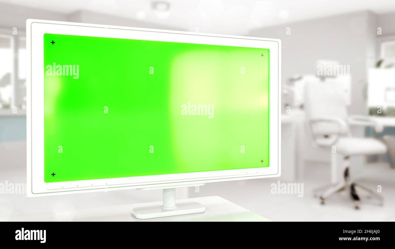 blank green screen monitor - mockup with empty space , concept object ...