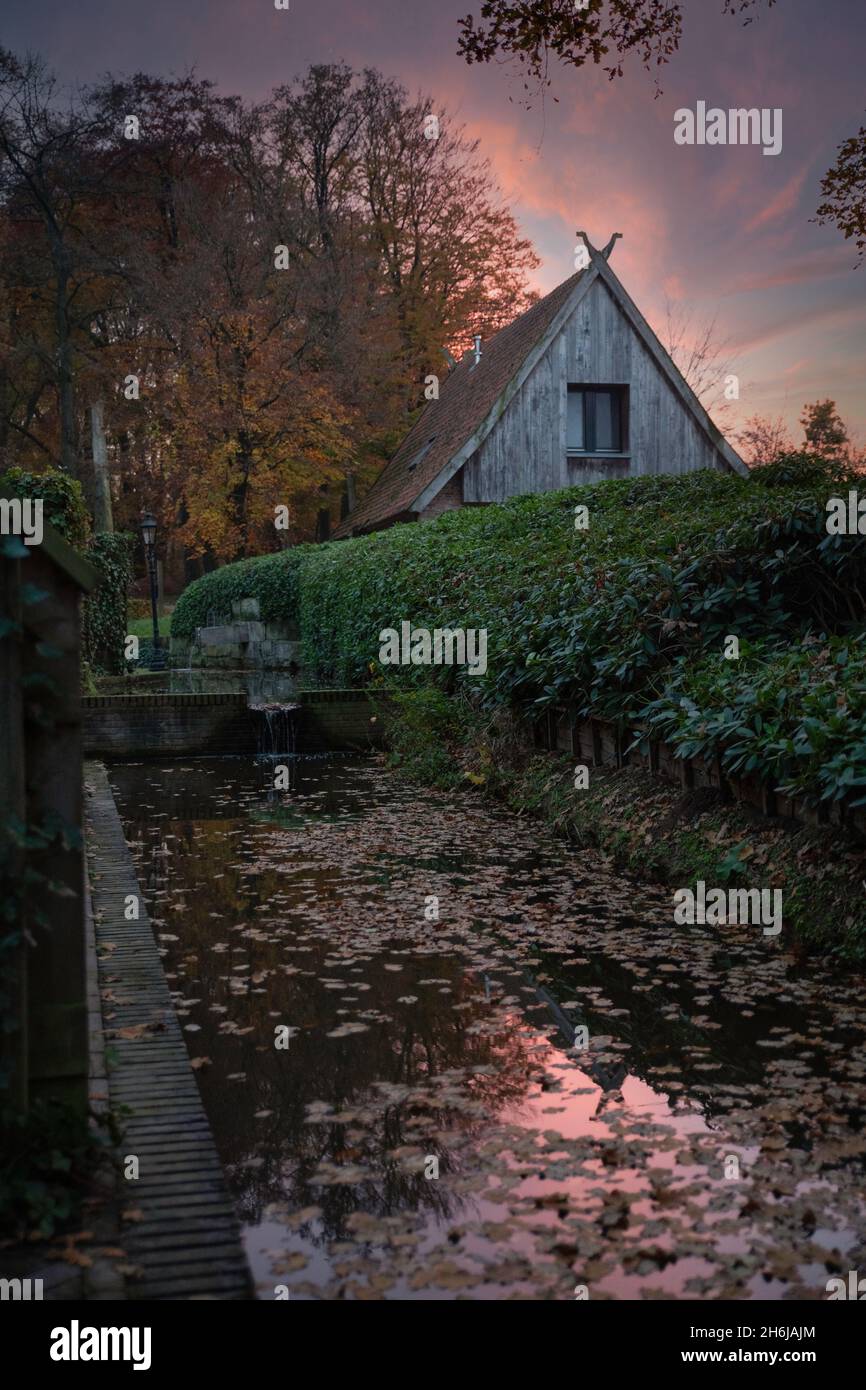 old dutch farmhouse during sunset in autumn Stock Photo - Alamy