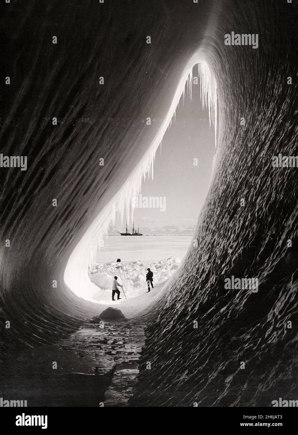 Captain Scotts ship Terra Nova in the antarctic ice as,seen from inside ...