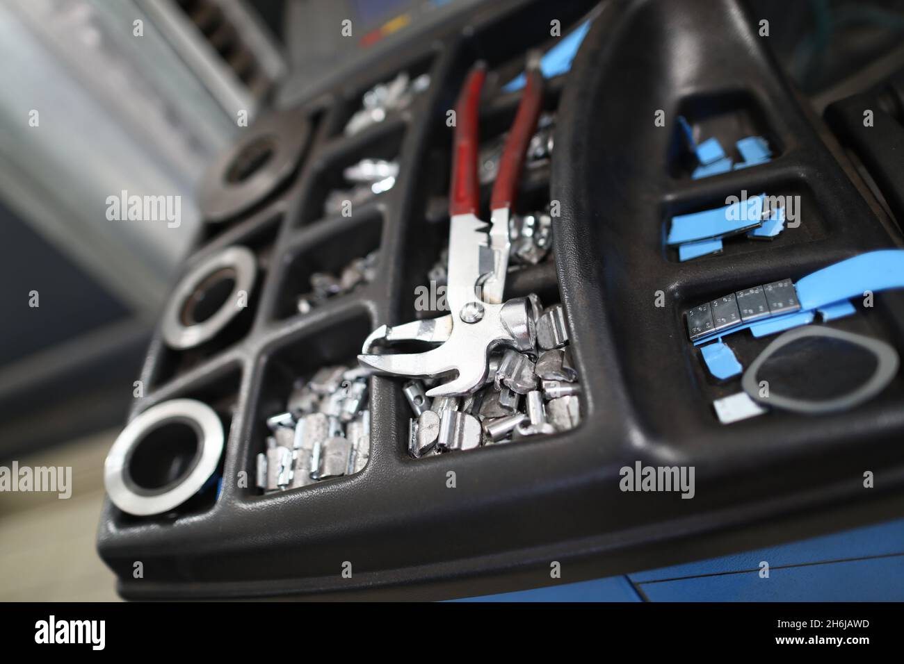 Box car set for balancing car wheels closeup Stock Photo - Alamy