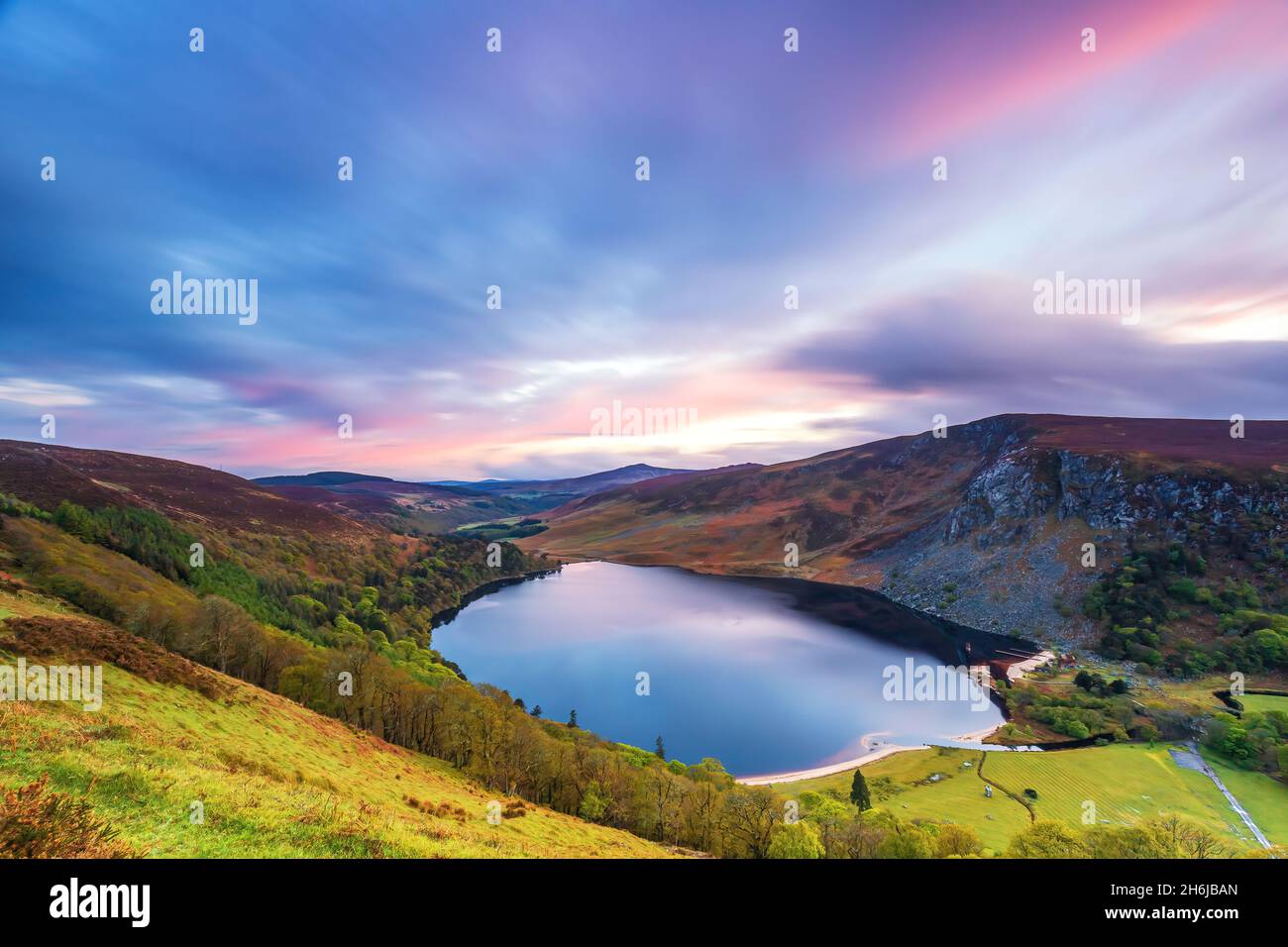Sunset at Lough Tay Wicklow Ireland Stock Photo - Alamy