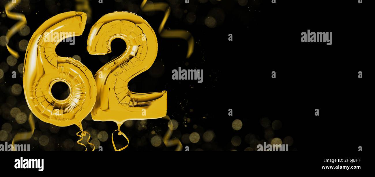 Golden balloons with copy space - Number 62 Stock Photo - Alamy