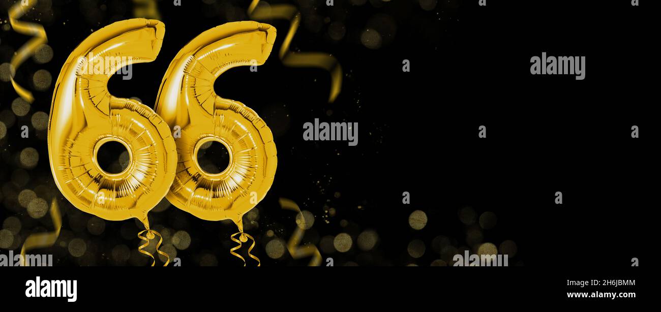 Golden balloons with copy space - Number 66 Stock Photo - Alamy