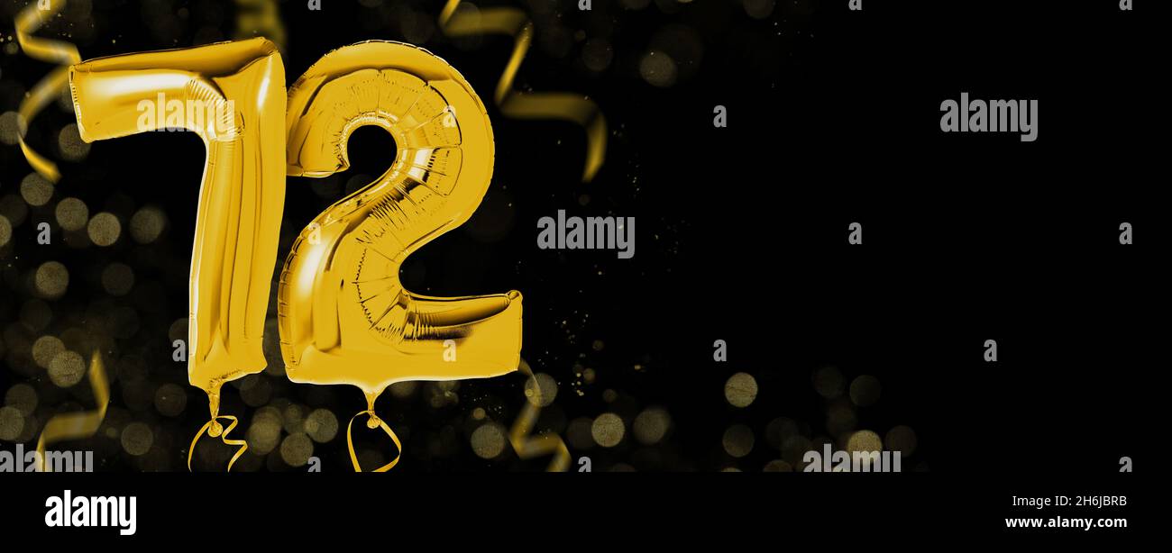 Golden balloons with copy space - Number 72 Stock Photo - Alamy