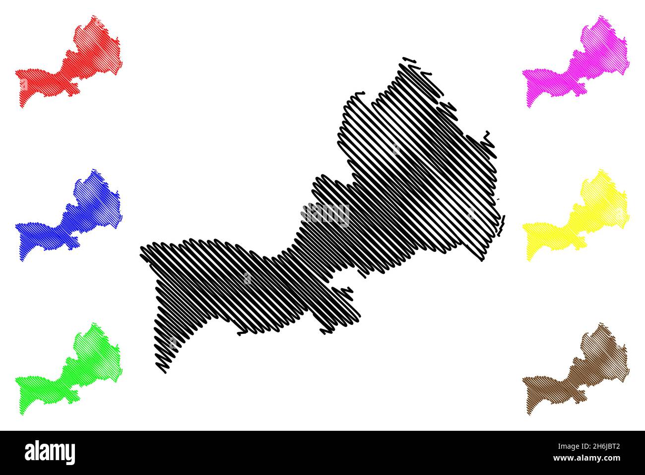 Bargarh district (Odisha State, Republic of India) map vector ...