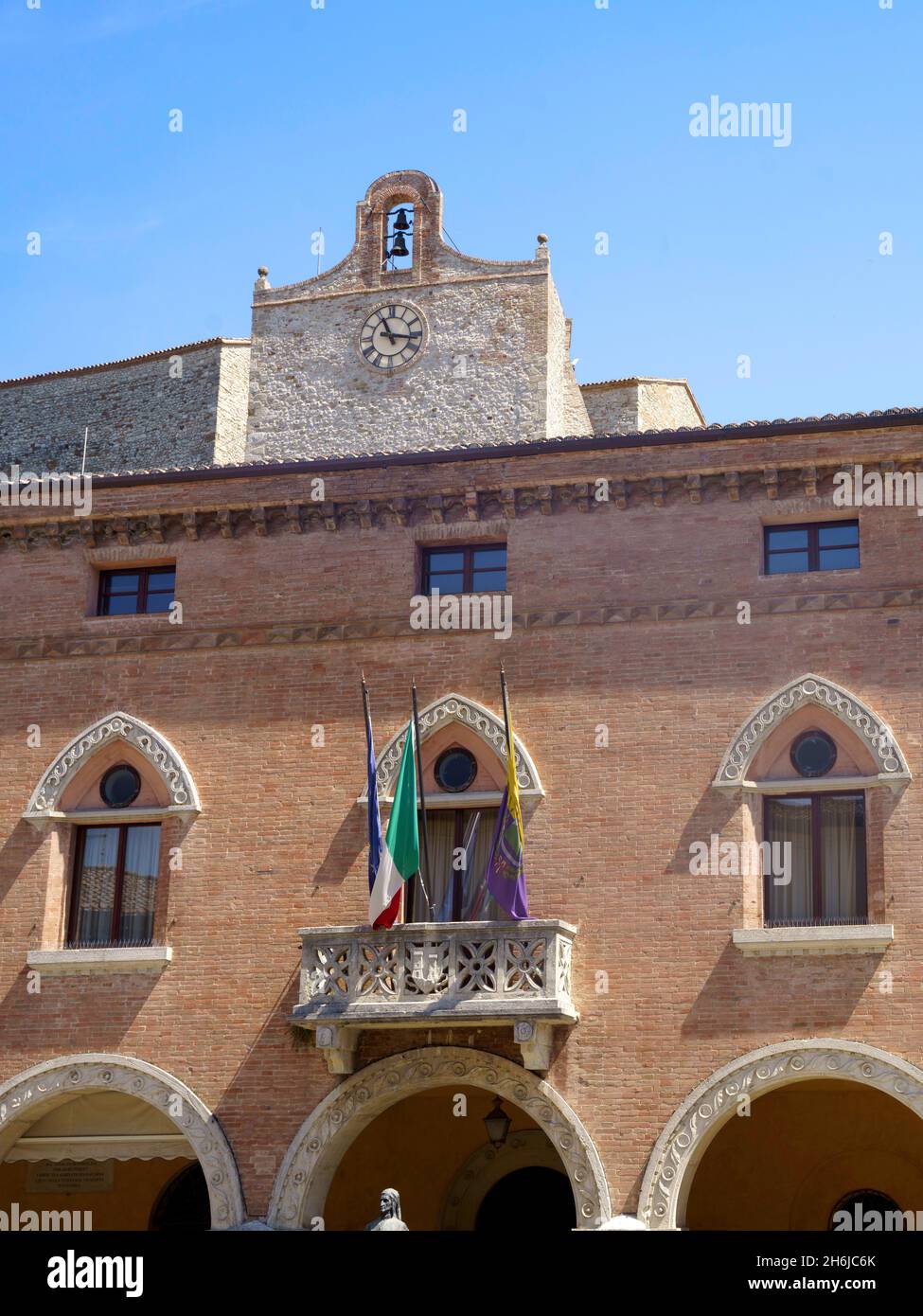 Verucchio, Rimini province, Emilia-Romagna, Italy: facade of historic ...