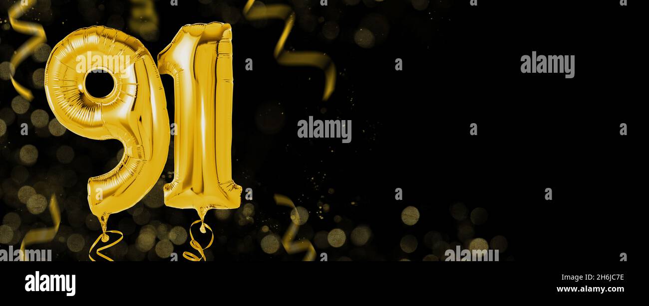 Golden balloons with copy space - Number 91 Stock Photo - Alamy