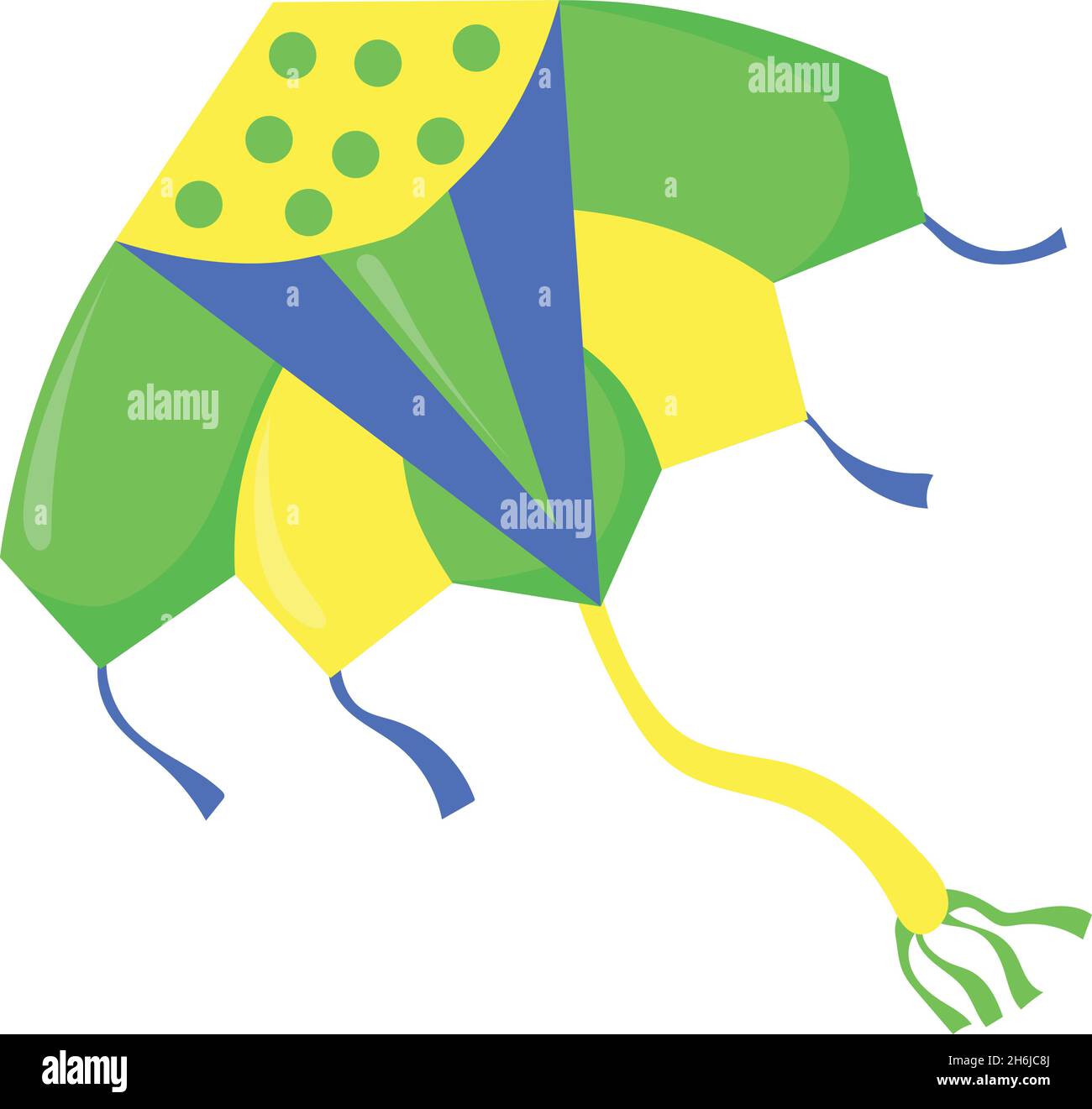 Flying green kite. Toy for summer national festival, color vector ...