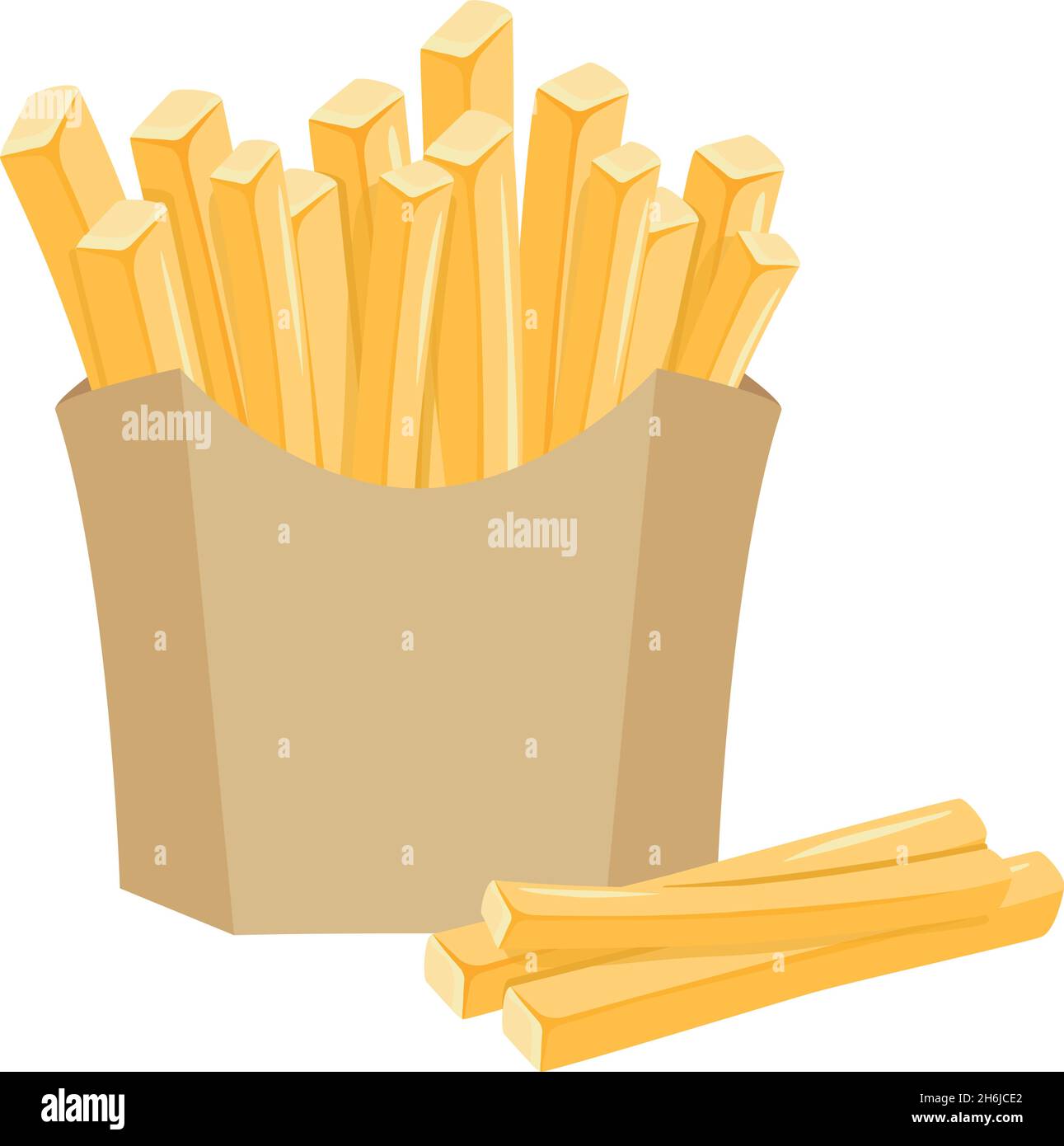 French fries. Fried potatoes in paper box, cartoon vector illustration ...