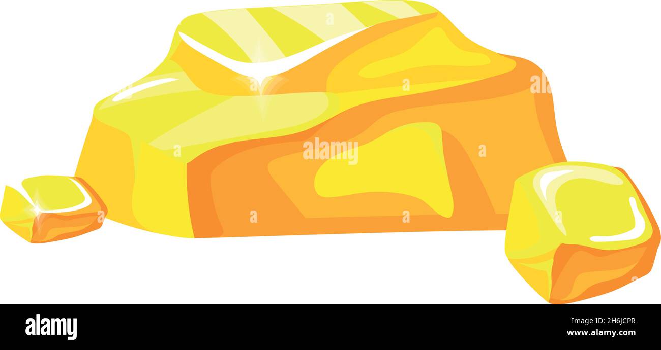 Gold material from mine. Shiny large nuggets, money objects, cartoon ...