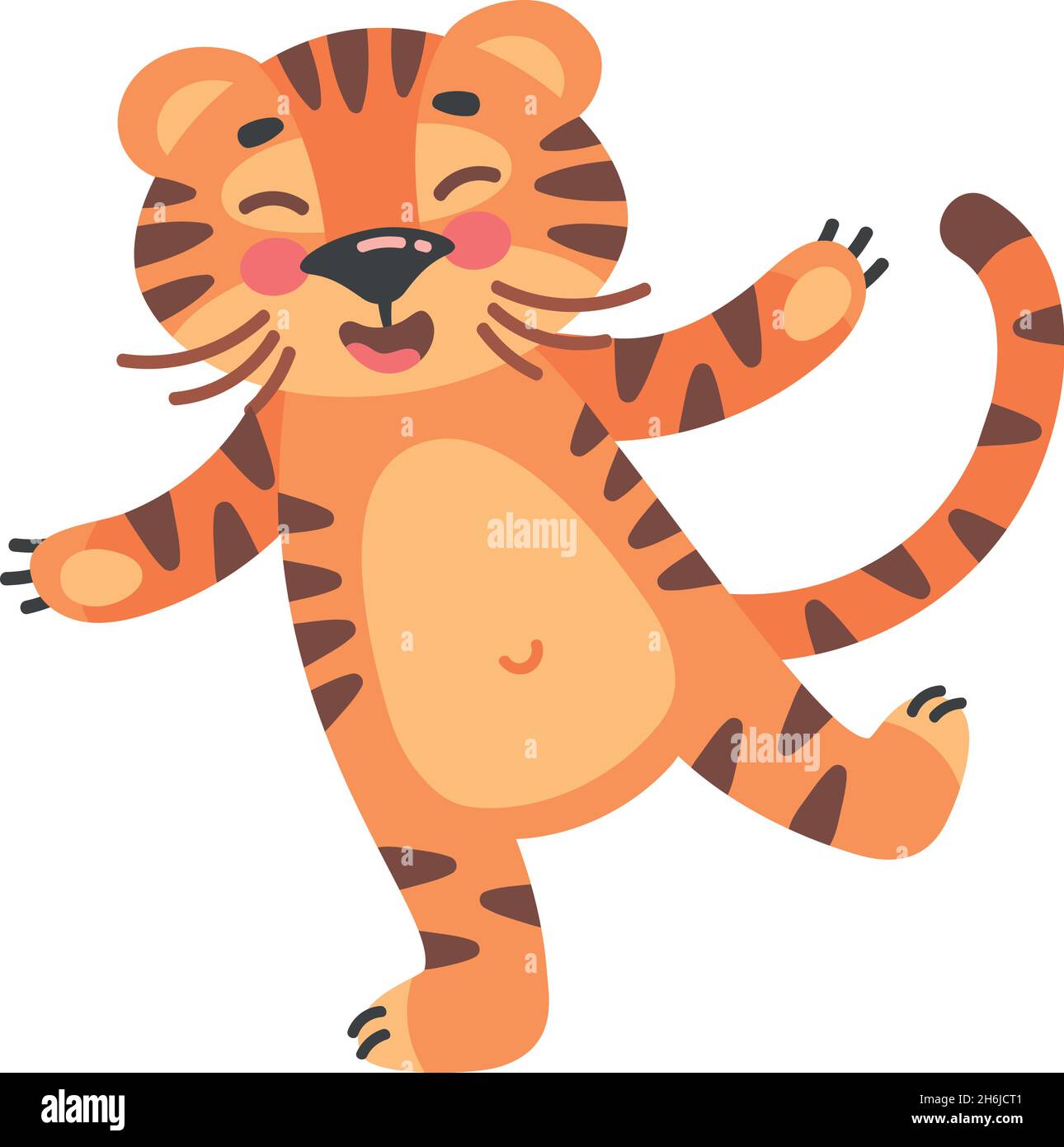 Happy cubs tiger. Chinese young tigers in joy pose, vector illustration ...