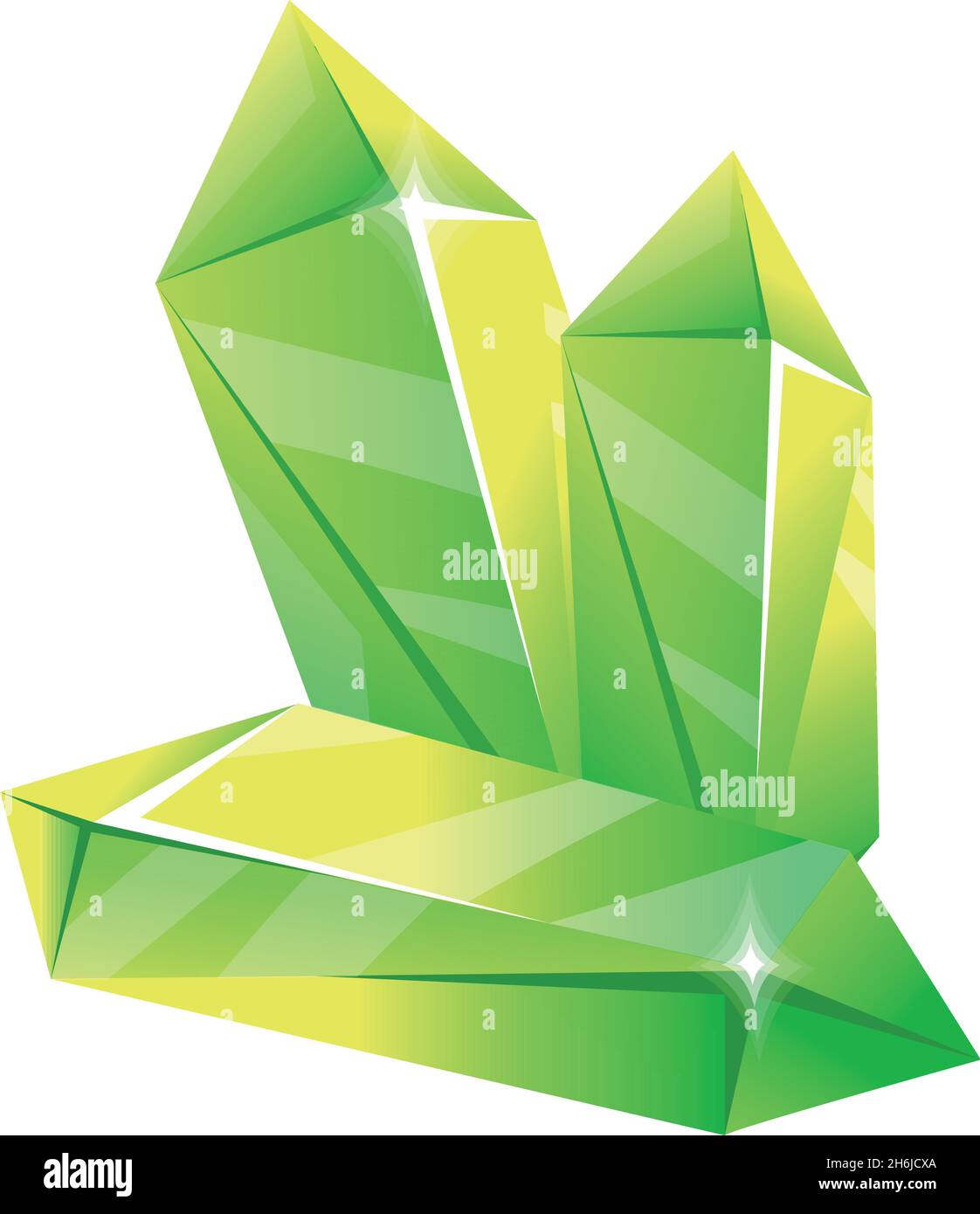 Green structure emerald. Crystal stones, cave cut salt, graphic cartoon ...