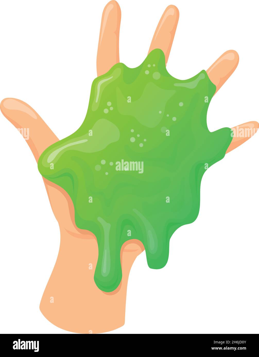 Hand with slime. Cartoon slimy toy, vector illustration isolated on ...