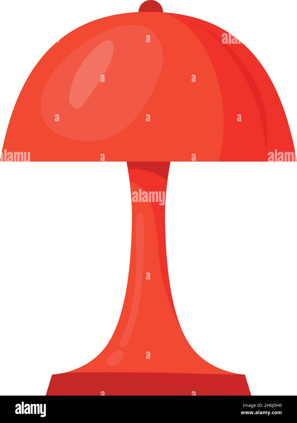 Mushroom red table lamp. Cartoon illuminator with flexible shade ...