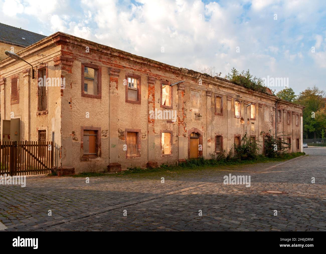 old abandoned and run down brick build factory building in former East ...