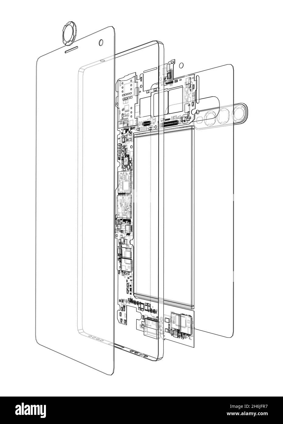 Disassembled smartphone concept outline Stock Photo - Alamy