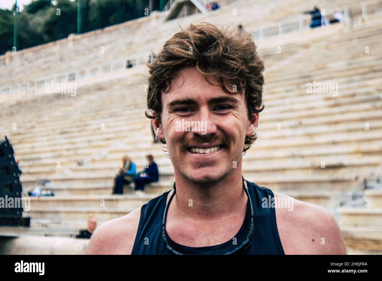Runners at the finish of the 38th Authentic Athens Marathon, last year ...