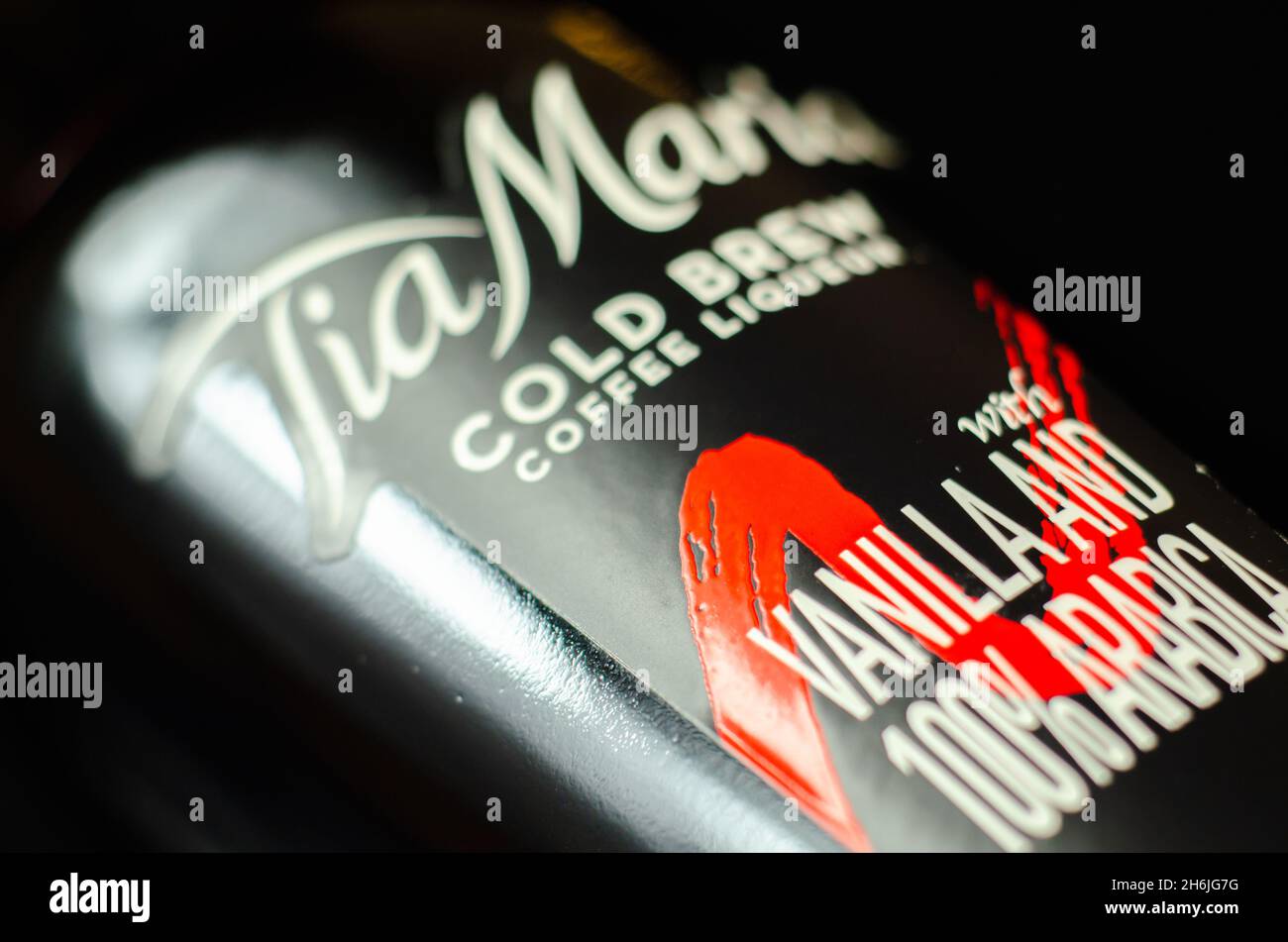 LONDON, UNITED KINGDOM - NOVEMBER 14, 2021 A closeup of a bottle of ...