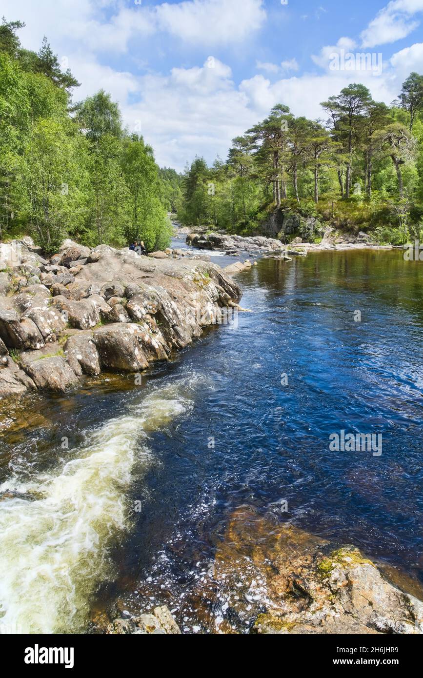 Dog falls on the river Affric in Glen Affric, Looking east downstream ...