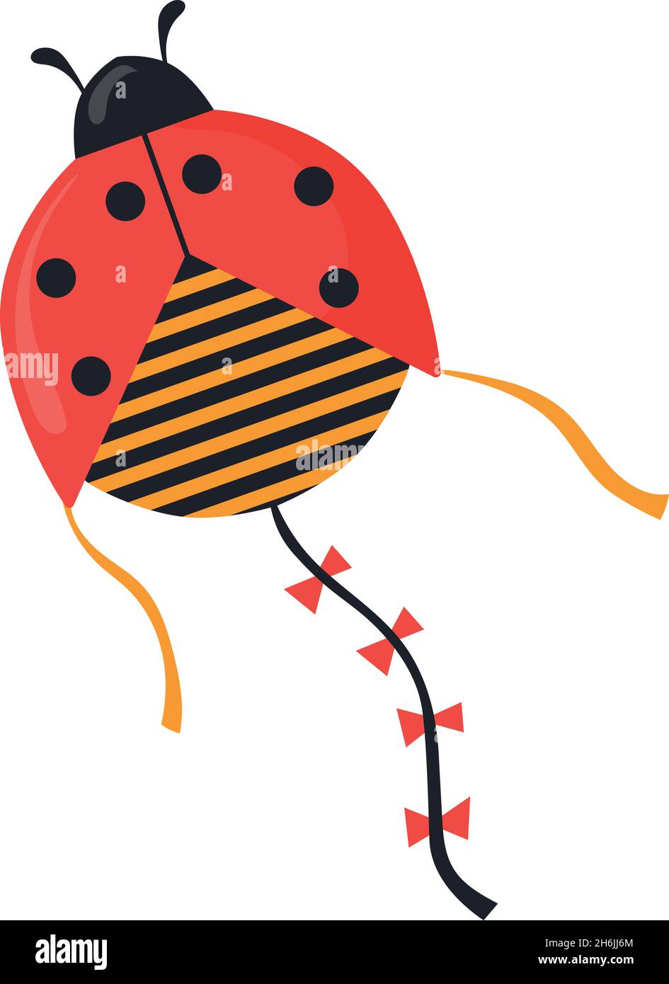 Ladybug kite. Child cute toy for sky, vector illustration isolated on ...