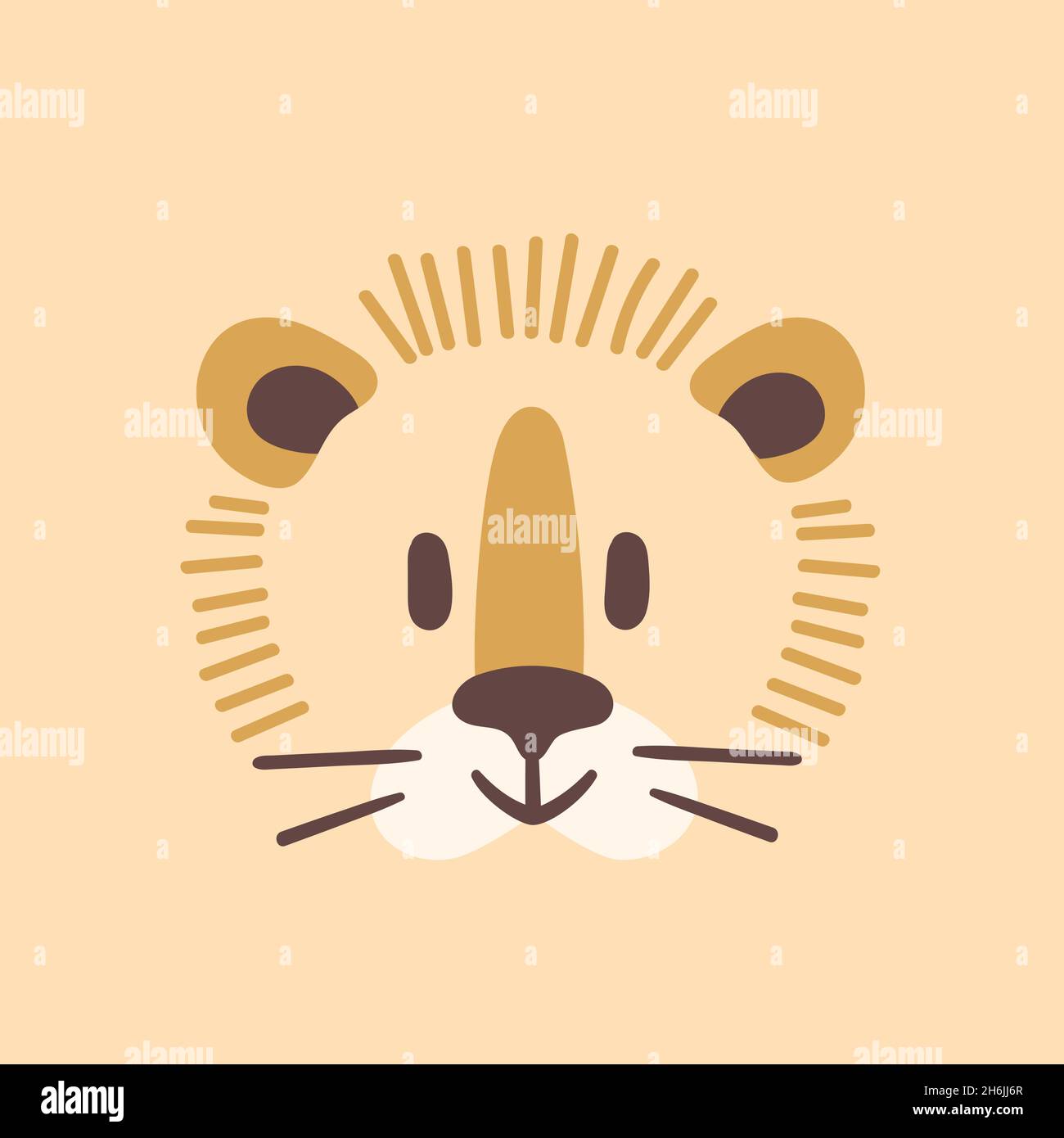 Leon portrait. Childish hand drown, vector illustration isolated on ...