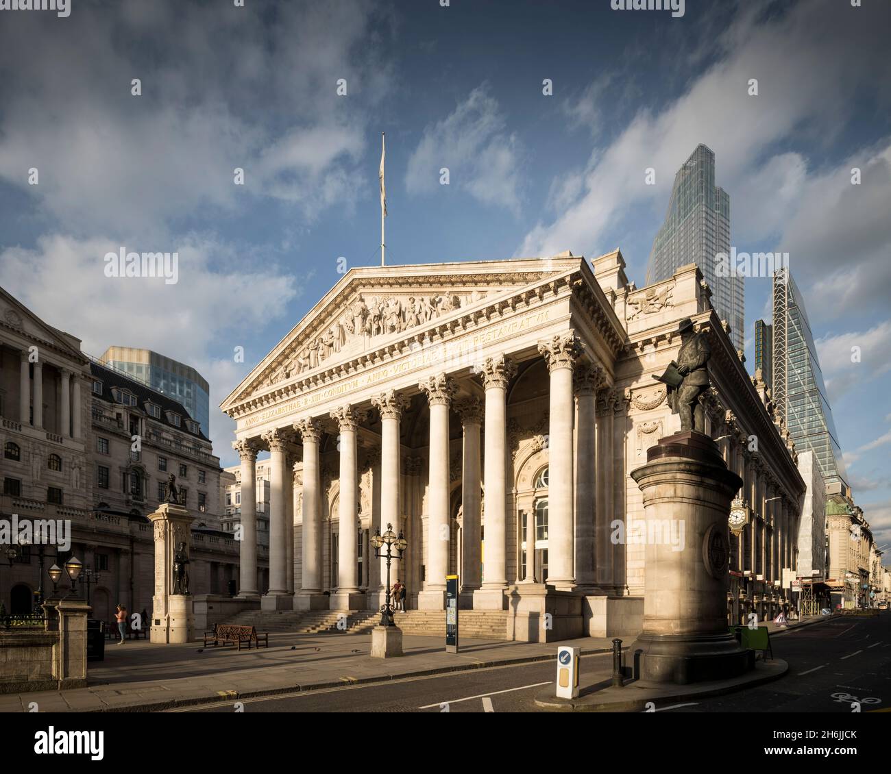 The Royal Exchange with Bank of England on left, City of London, London ...