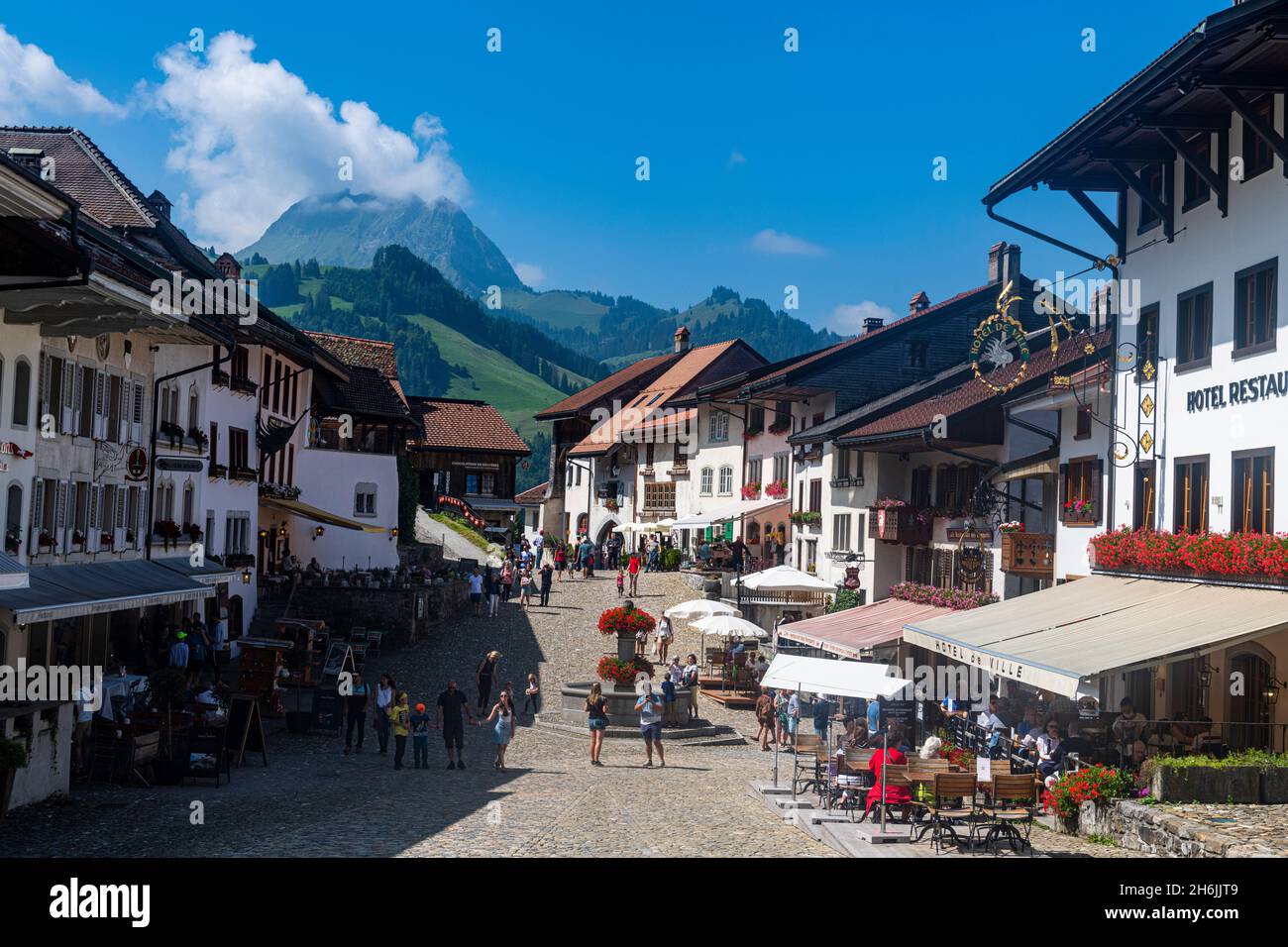 Medieval town in the Gruyere Castle, Fribourg, Switzerland, Europe ...