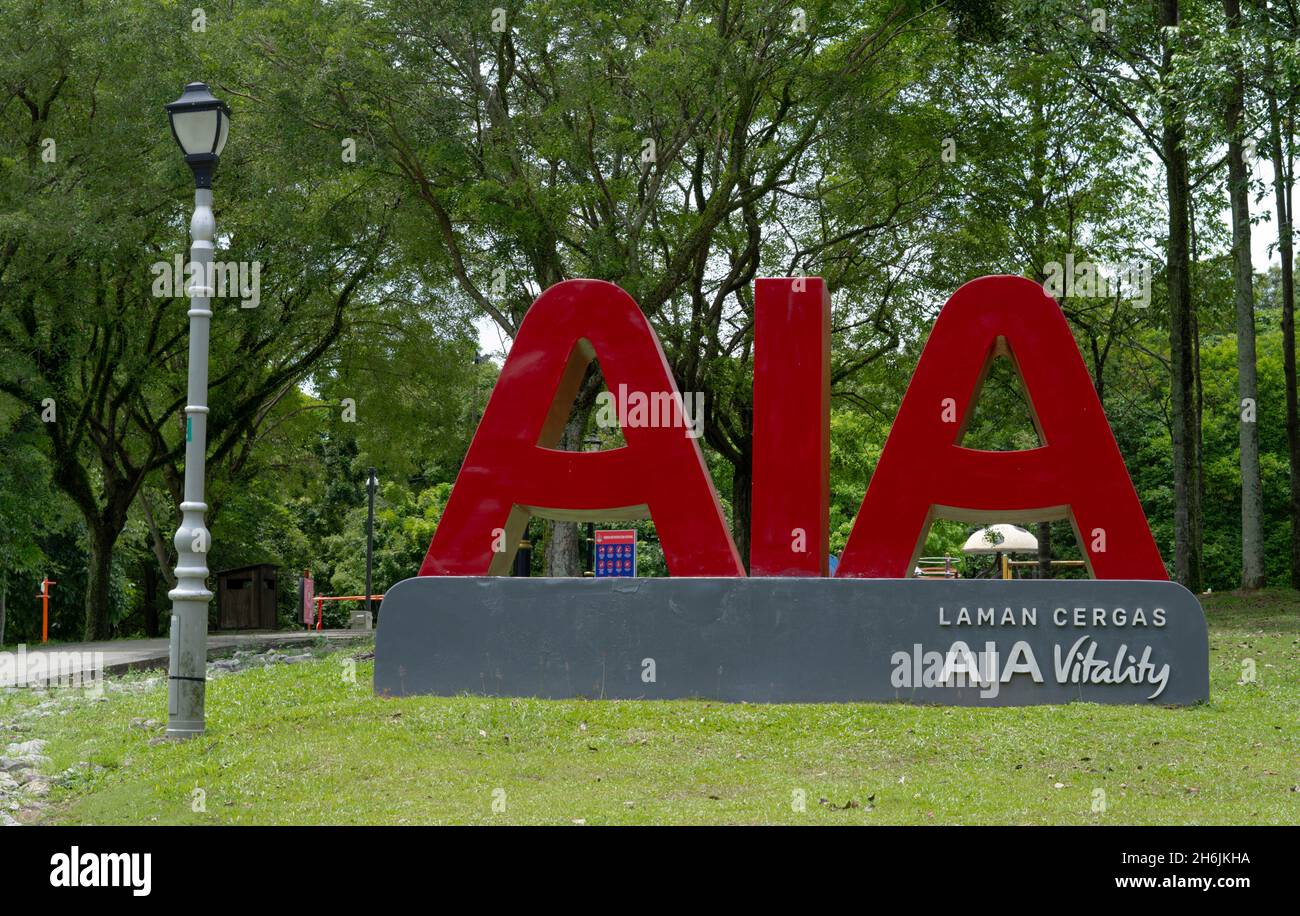 KUALA LUMPUR, MALAYSIA - Sep 07, 2021: The big, red AIA logo for a ...